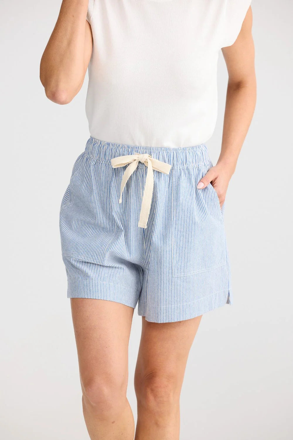 Brave & True -Bobbi Short - Blue Pinstripe Sorella Store - Sorella Store